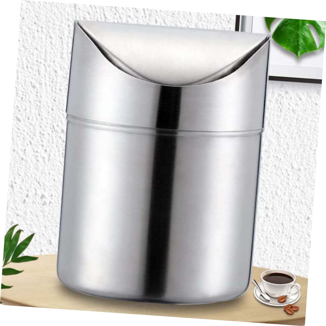 GATHINESS Table countertop Trash cans Mini Tiny Trash Stainless Steel Trash can Metal Trash can with lid Outdoor Trash can Office Table Trash can Desktop Trash with Cover Recycle Office