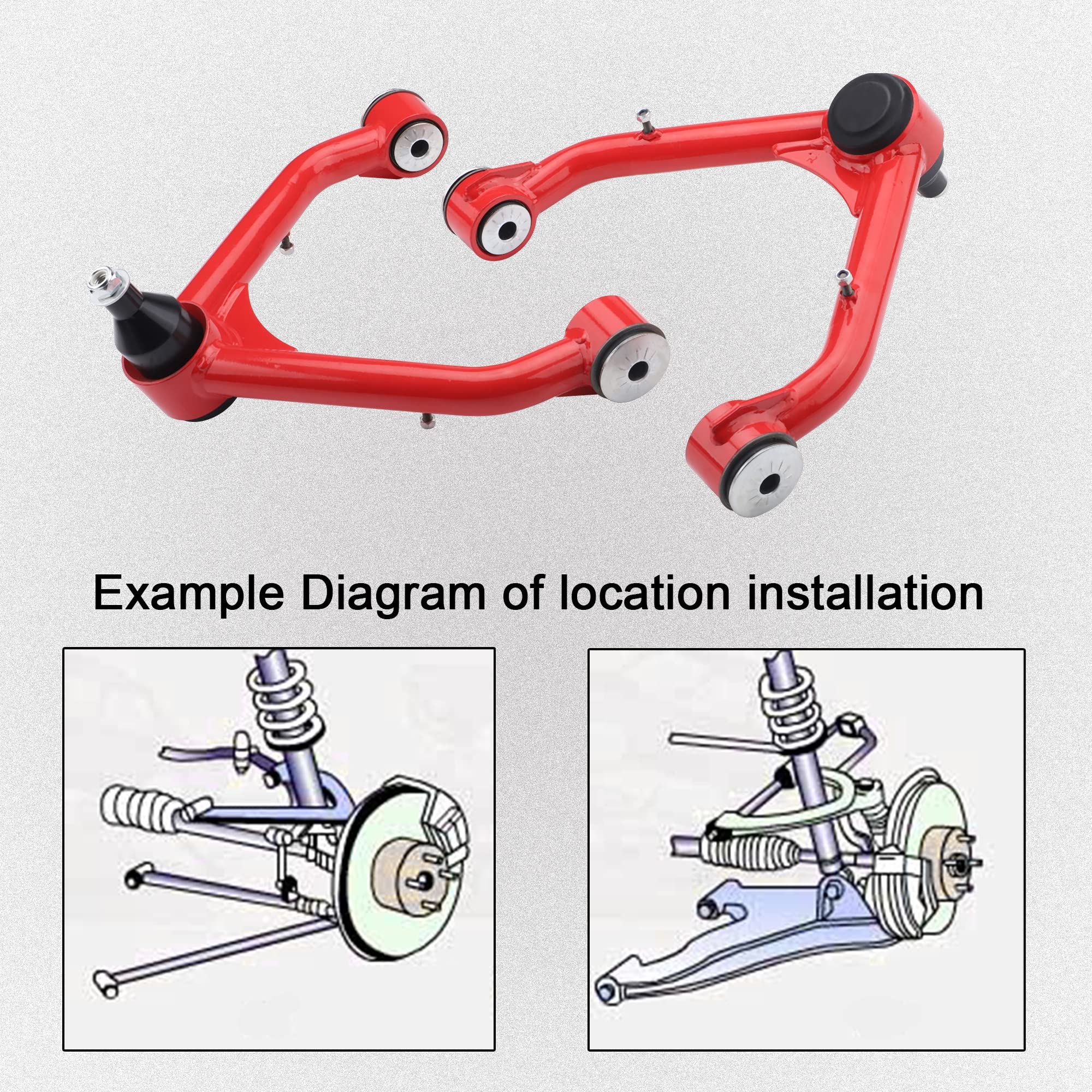 Front Upper Control Arms with Ball Joint For 2007-2018 Silverado 1500 GMC Sierra 1500, 2-4" Lift Suspension Adjustable Control Arms For 07-14 Yukon Avalanche Tahoe Suburban (Red)