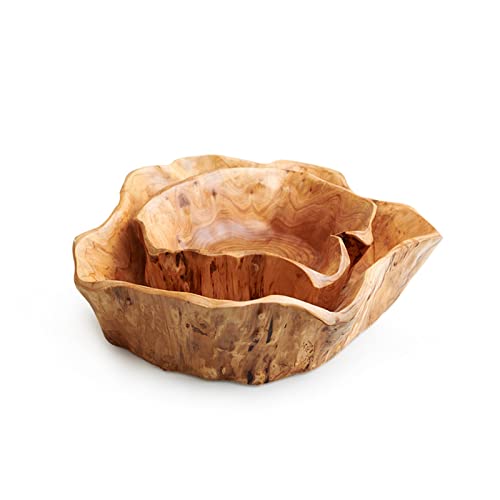 Fruit Bowl Bowl Creative Dried Fruit Plate Multi-grain Candy Dish Grid Wood Root Carving Tray Mixing Bowl Kitchen Organizer Fruit Plate (Color : A)