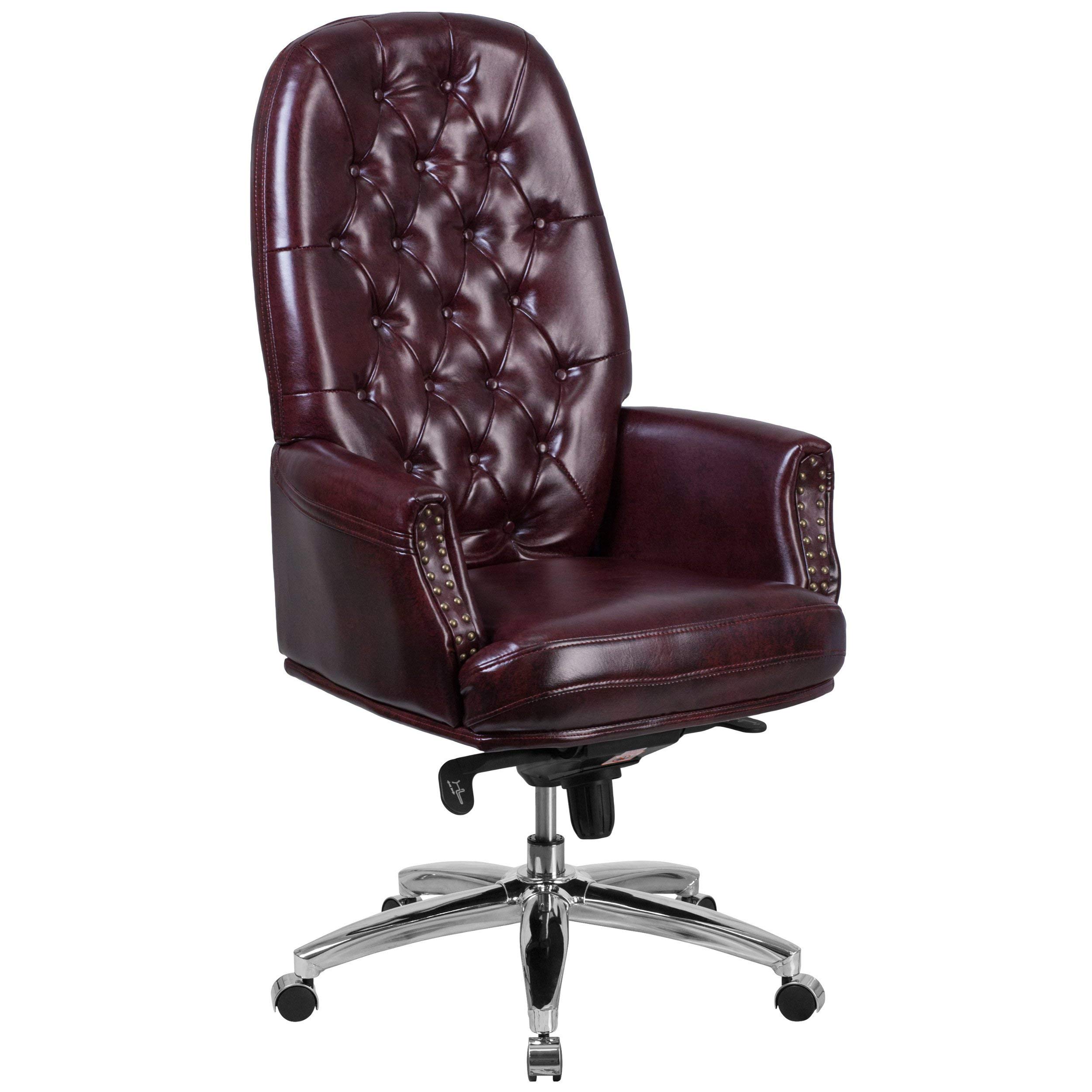 Flash Furniture High Back Traditional Tufted Burgundy LeatherSoft Multifunction Executive Swivel Ergonomic Office Chair with Arms