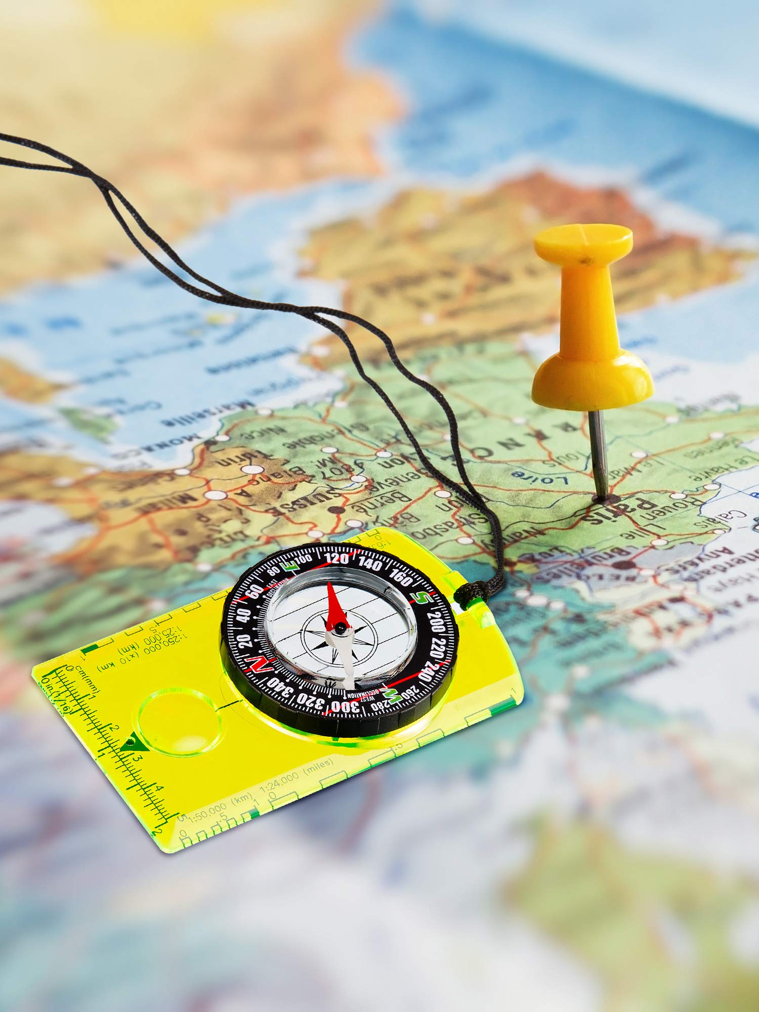 Gejoy 6 Pieces Navigation Backpacking Compass Orienteering Hiking Compass Map Reading Compass for Scout Kids Outdoor Camping (Style 1)