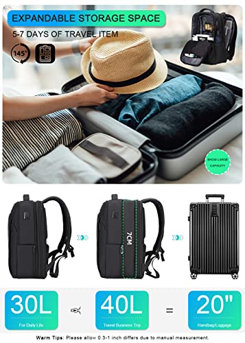 FENRUIEN Business Smart Backpack for Men, Flight Approved Travel Backpack Anti-Theft Waterproof Laptop backpack with USB Port, Expandable Men's Computer Work College Daypack Fit for 15.6 Inch Bookbag