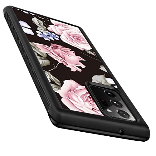 for Samsung Galaxy Note 20 Ultra 5G Phone Case with Pink and Purple Flowers Slim Light not Heavy Tire Tread Texture PC+TPU Case