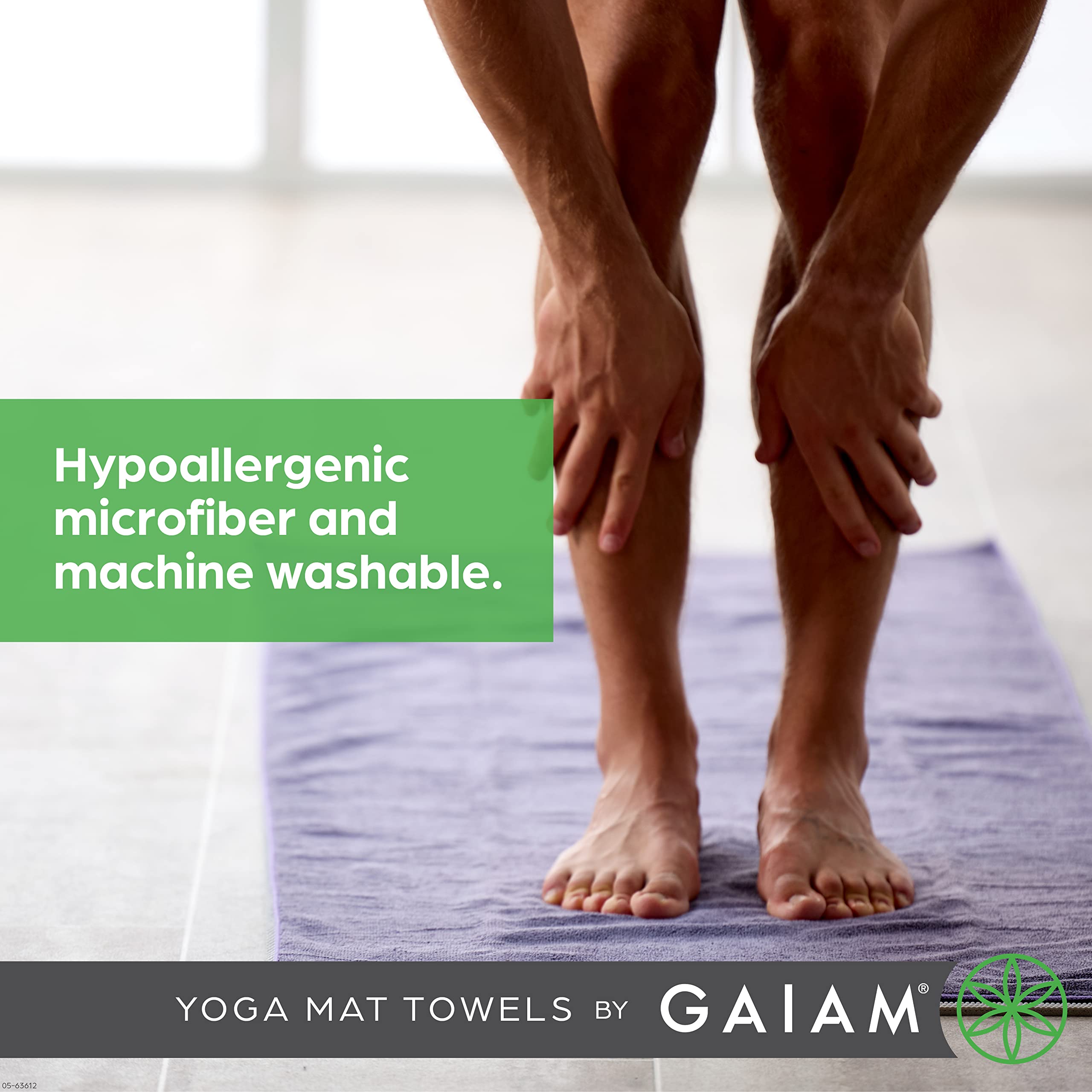 Gaiam Yoga Mat Towel Microfiber Mat-Sized Yoga Towel for Hot Yoga (68" L x 24" W), Folkstone Grey