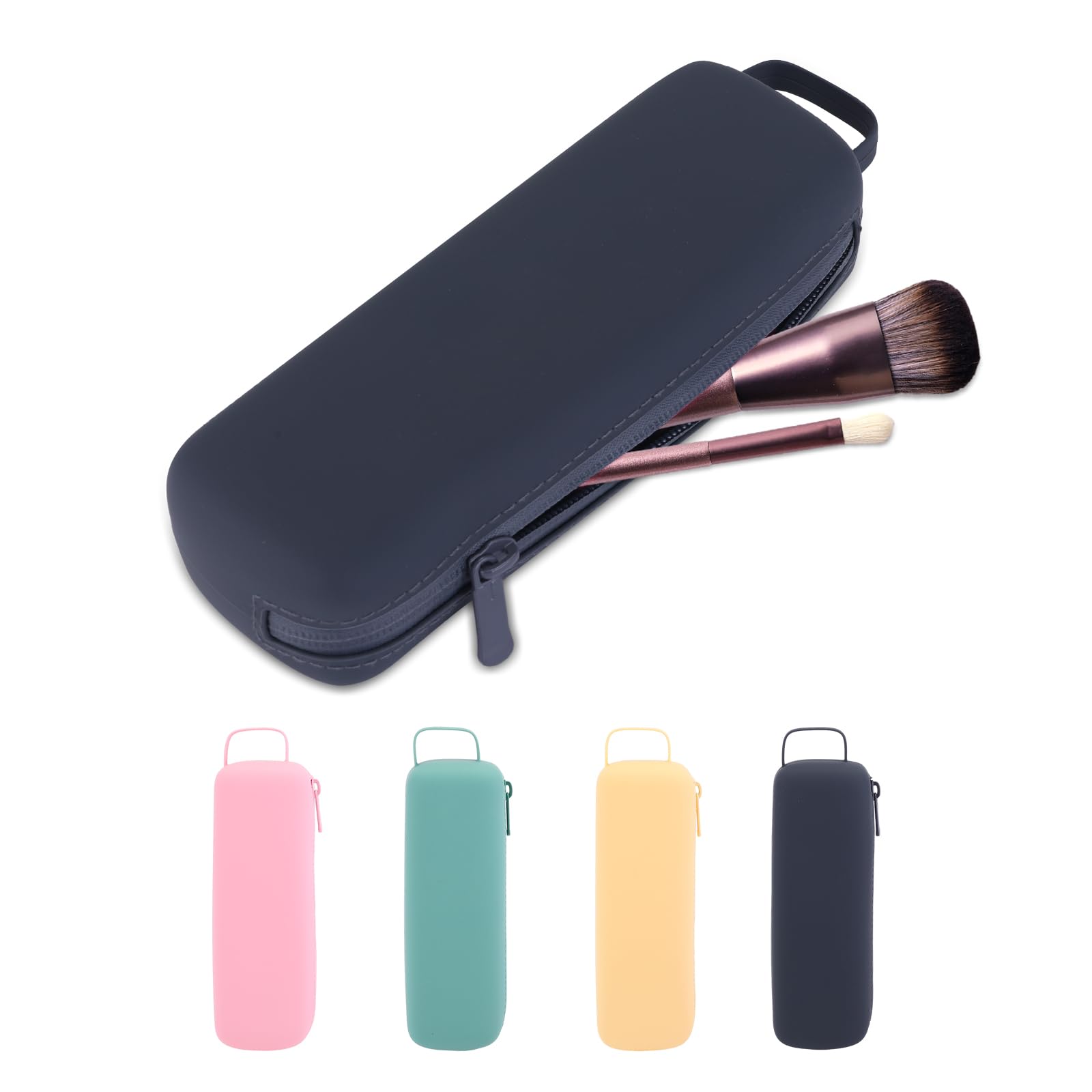 Frimon Silicone Makeup Brush Holder Travel Cosmetic Bag,Make Up Organizer Bag Case with Zipper for Travel,Toiletry,Makeup Tools
