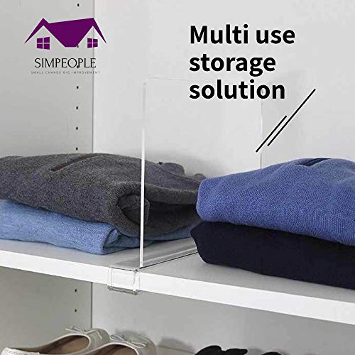 HANI Simpeople 4 PCS Clear Acrylic Shelf Divider, Adjustable Closet Organizer for Bedroom, Bathroom Kitchen Shelving Storage Shelf Shoe Organizer Book Shelf Organizer Purse Organizer Closet