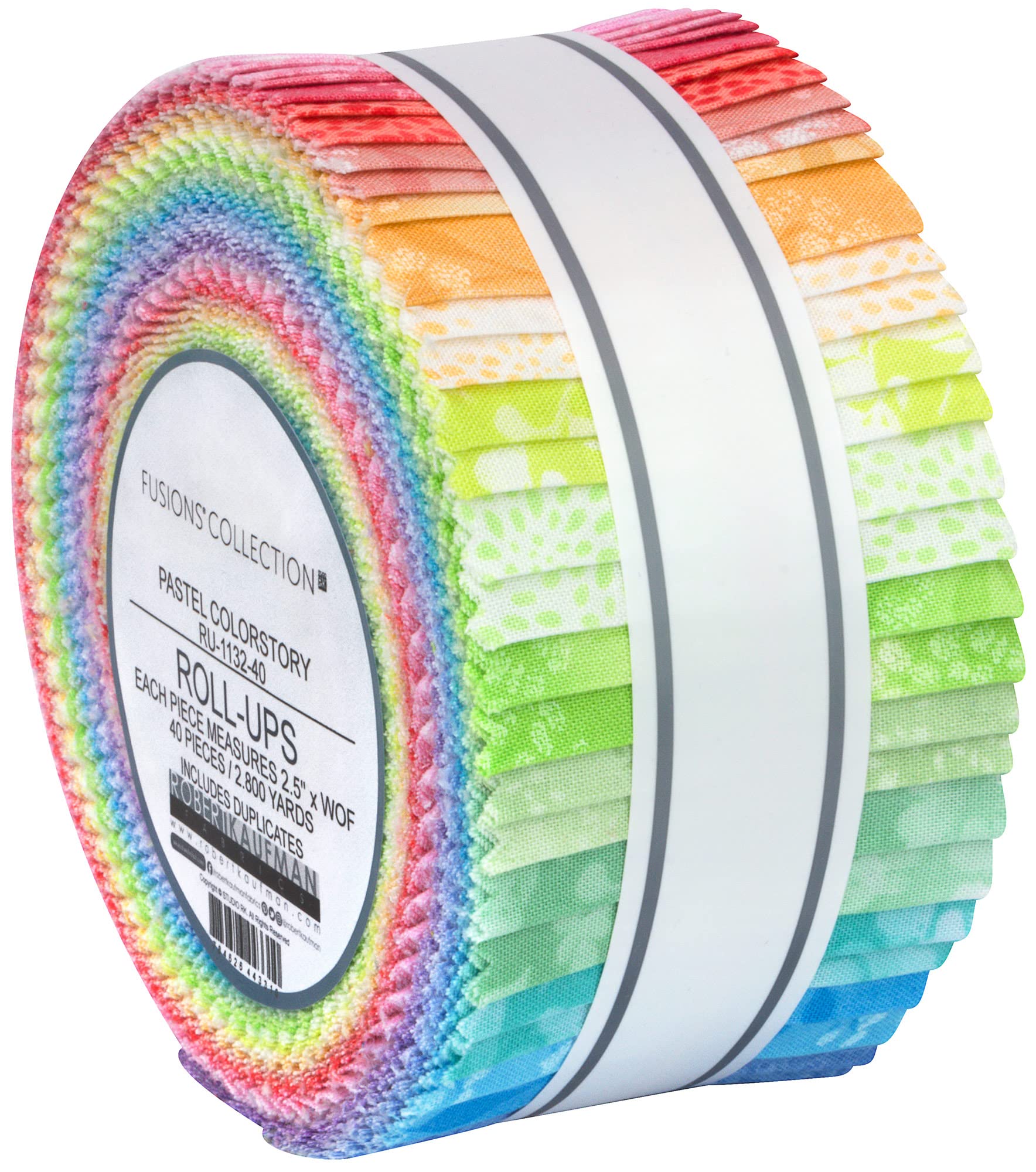 Fusions Pastel Roll Up 40 2.5-inch Strips Jelly Roll Robert Kaufman Fabrics RU-1132-40