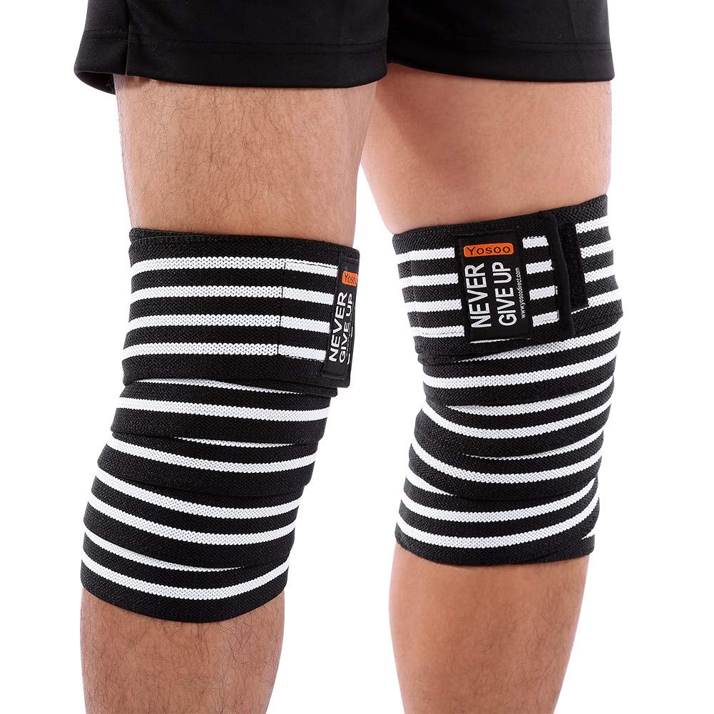 FILFEEL Knee Brace Wrap Support, Adjustable Patella Strap Stabilizer Sleeve Sports Weight Lifting Elastic Injury Leg Gym(1 Pair, Universal