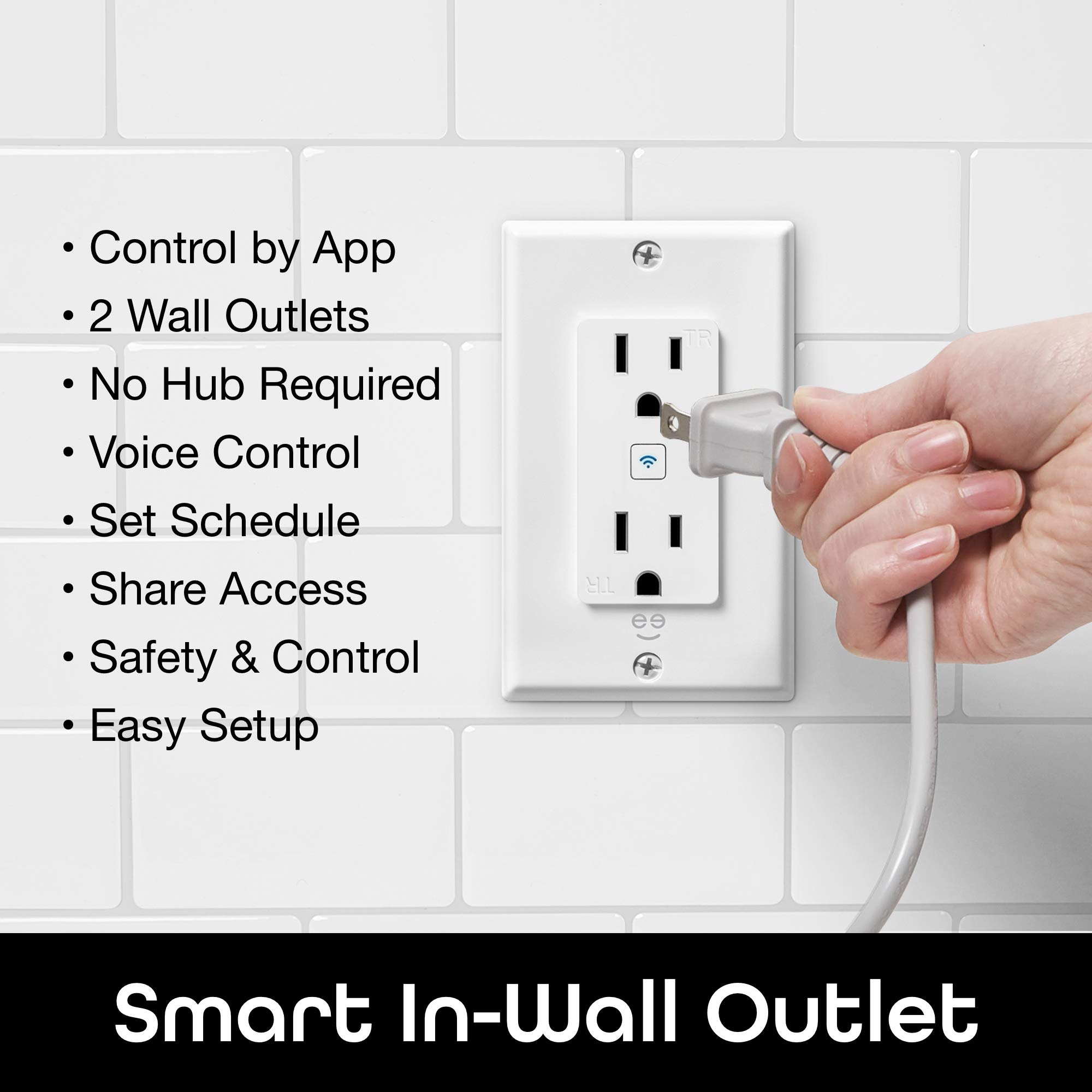 Geeni Smart WiFi in-Wall Outlet, White, 2 Outlets – No Hub Required – Smart Outlet Works with Amazon Alexa, Google Home, Requires 2.4 GHz WiFi