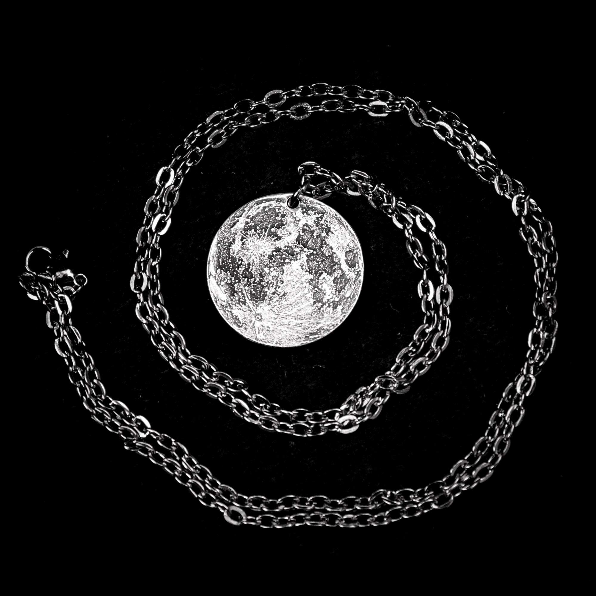 Full Moon Silver Necklace - Small | Celestial Lunar Reminder Token Pendant | Handmade by Shire Post Mint