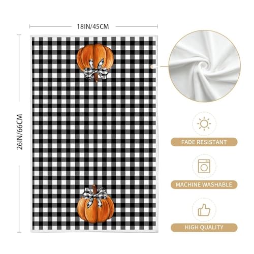 GEEORY Fall Kitchen Dish Towels Set of 2 for Fall Decor,Thankful Gnomes Orange Printed Pumpkin 18x26 Inch Drying Dishcloth,Farmhouse Home Decoration GD103
