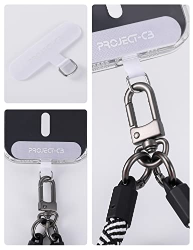 project-cb Phone Tether Tab 2 Pack,Universal Phone Lanyard Patch Without Adhesive,Phone Strap Replacement Part for Cell Phone (White&Clear)