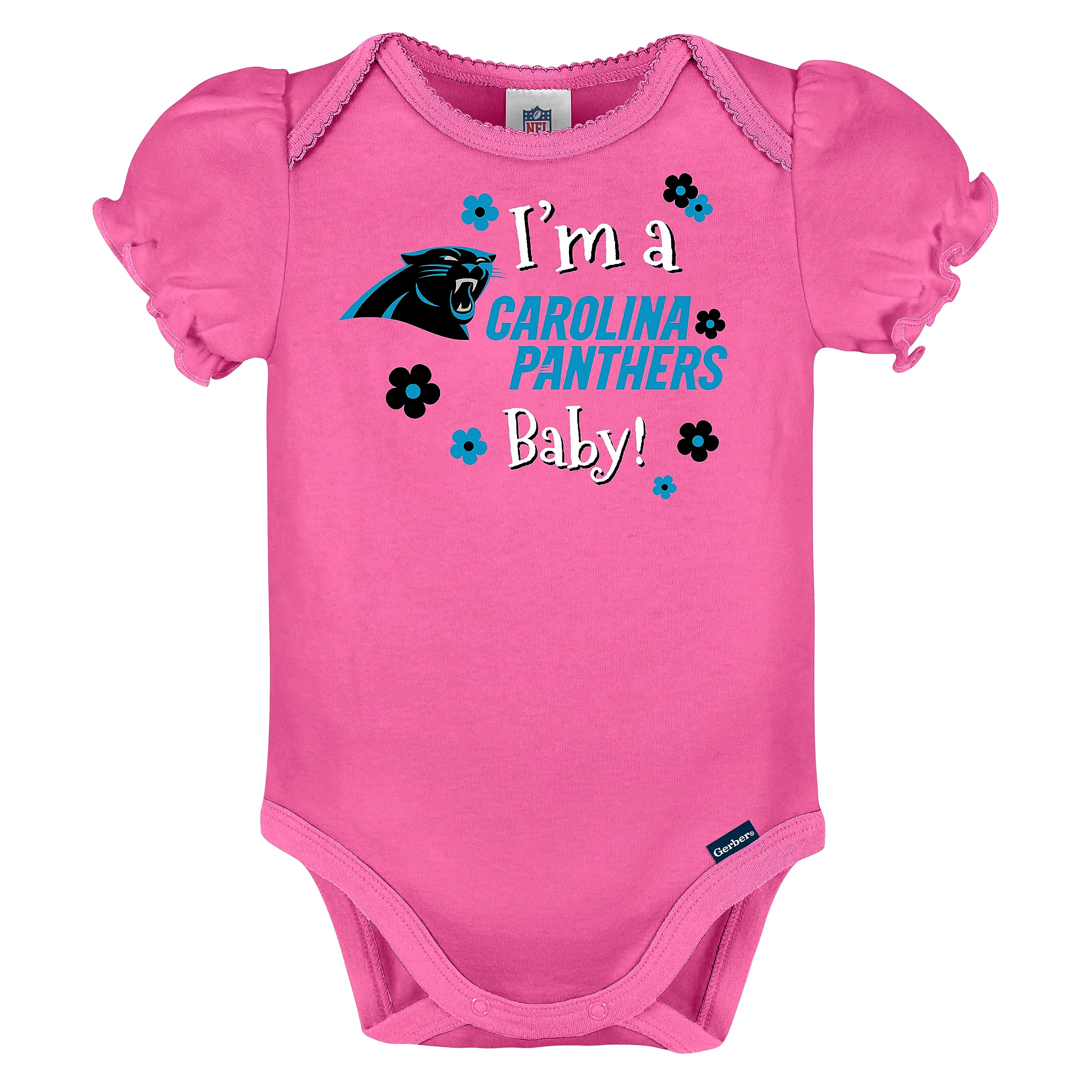 Gerber Baby Girl's NFL 3 Pack Short Sleeve Onesie Bodysuit, Team Color, 3-6 Months