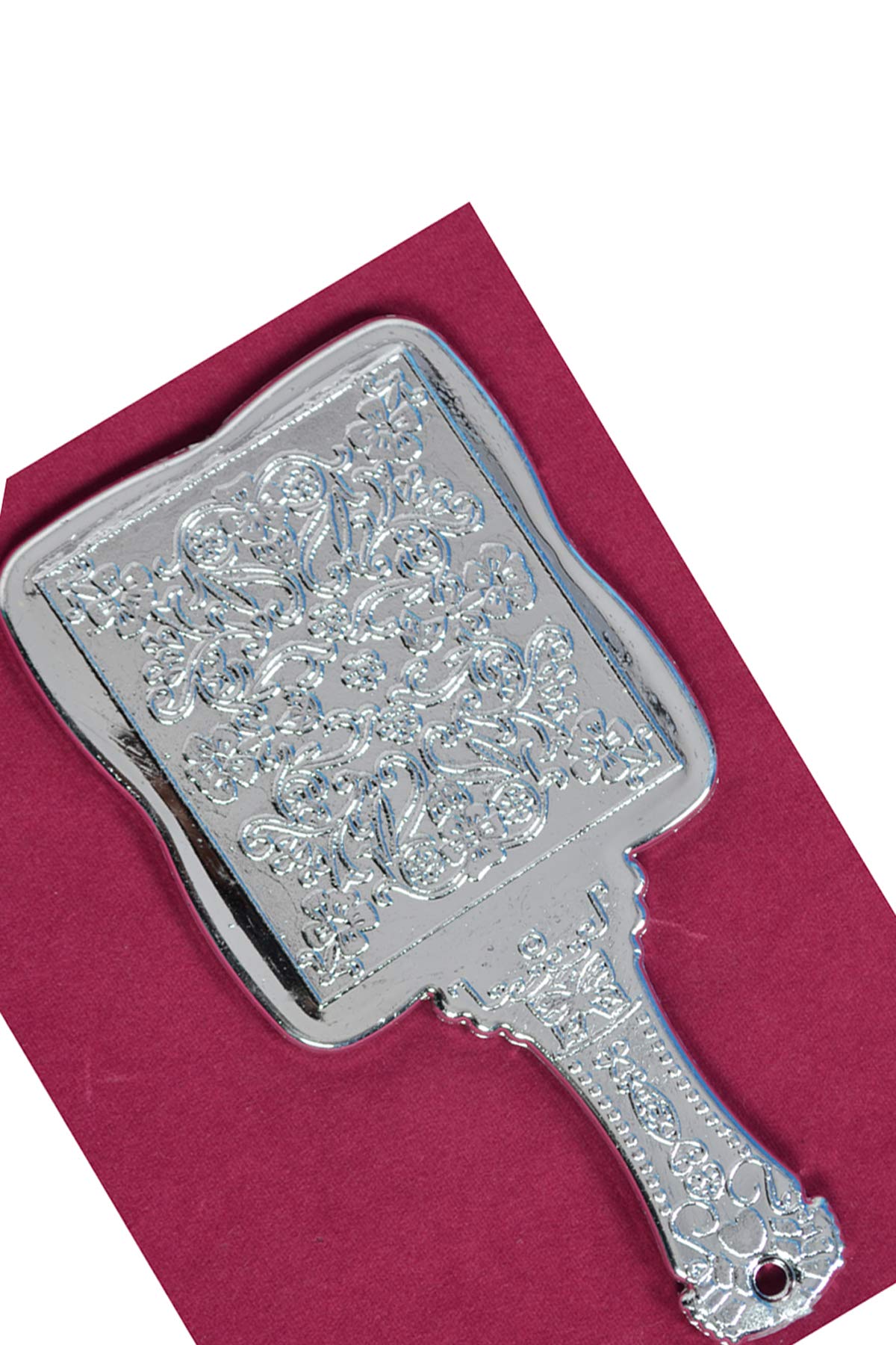 Garden Of Arts Silver Handheld Salon Barbers Hairdressers Square Shape Mirror with Grip Handle