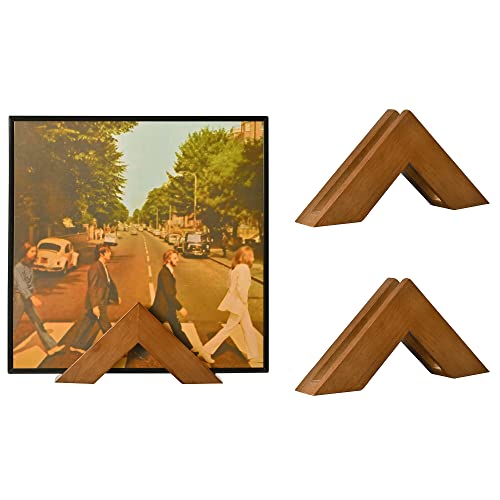 Sparkle Race Wooden Vinyl Record Holder Wall Mount Shelf Set of 2, Vinyl Record Storage LP Triangle Shelf Record Holder for Albums, Wood Vinyl Record Stand Wall Mount Floating Record Display Shelves