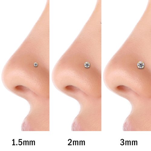 FreshTrends Cubic Zirconia Nose Stud | Nickel-Free 14K White Gold Nose Ring | 14K Gold Nose Studs in Size 1.5mm, 2mm, 3mm | White Gold Nose Stud with CZ 20 Gauge | Real Gold Nose Stud & Nose Bone