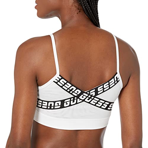 GUESS Women's Eco Sleeveless Angelica Medium Support Sports Bra, True White
