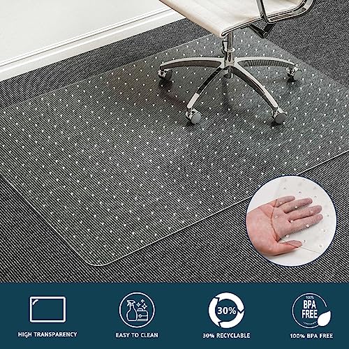Futurwit Low Pile Carpet Office Mat, 47'' x 29'' Rectangle, Clear Chair Mats Protector Carpeted Floors, Crack-Resistant Design, Glide with Ease, Shipped Flat - Transparent