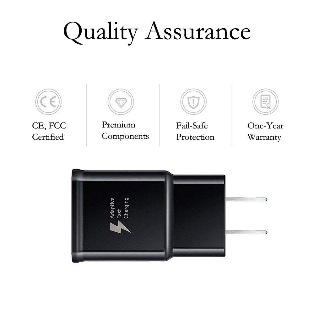 Galaxy S7 Adaptive Fast Charging Wall Charger Kit Set with Micro 2.0 USB Cable, Compatible with Samsung Galaxy S7/Edge/S6/Note5/4/S3 (Black)
