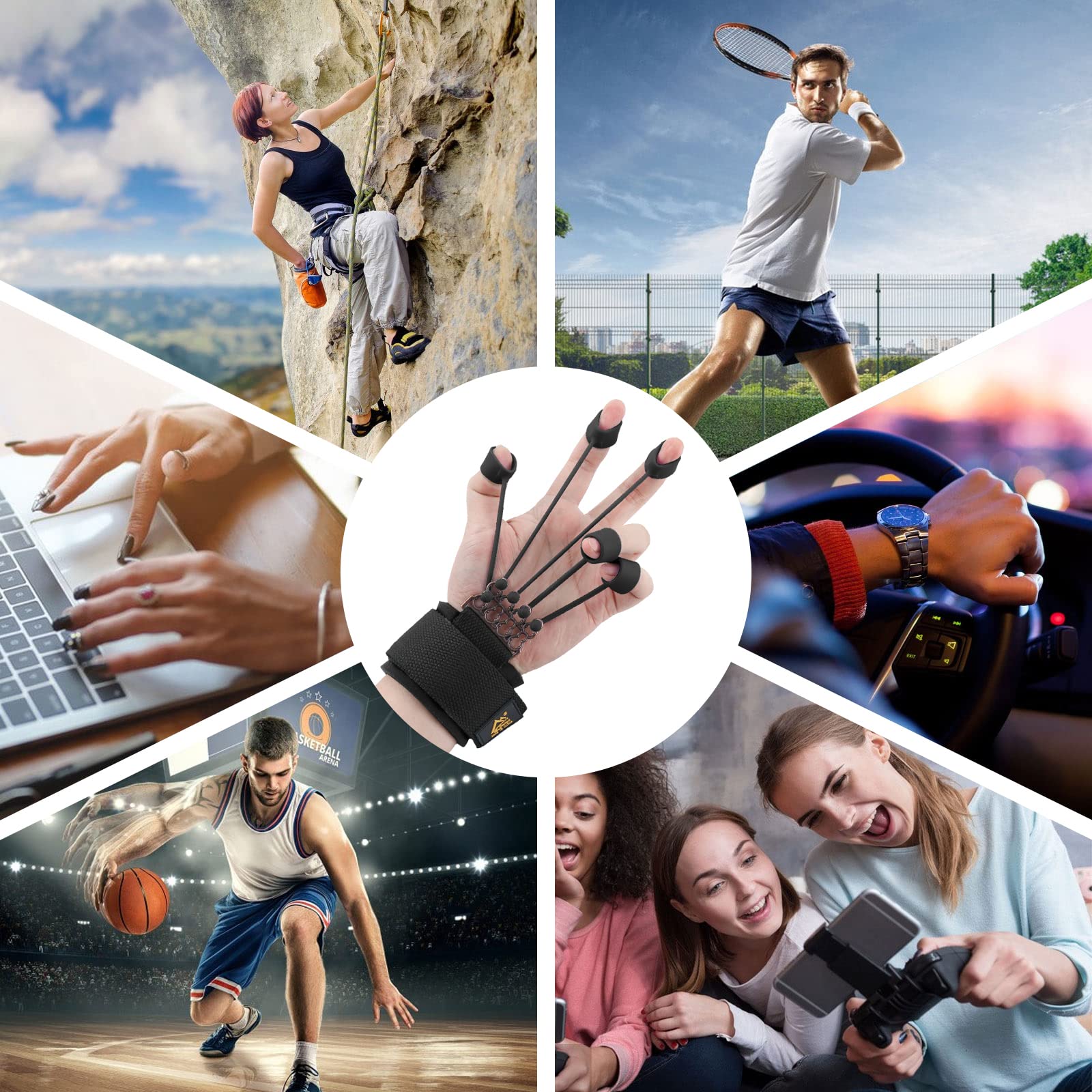 Finger Strengthener Stroke Recovery Physical Therapy Equipment Stretcher Hand Strengthener Hand Workout Extension Exerciser Hand Grip Trainer (Enhanced Kit - Black)