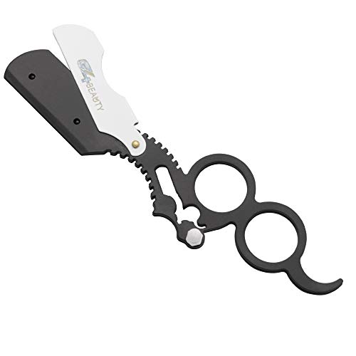 G4 Vision Universal Replaceable Half Blade Straight Razor with 100 Blades, Professional Double Ring Barber Single Edge Shave Razor (White Black)