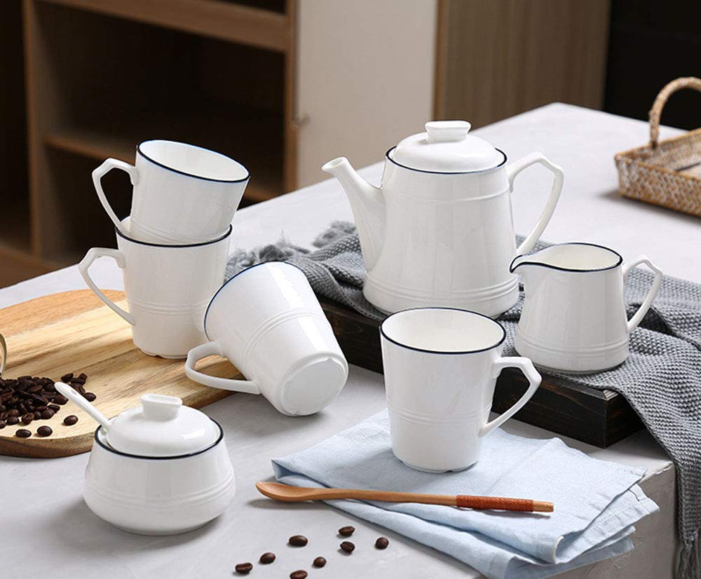 FUYU Simple White Ceramic Creamer with Handle, Coffee Milk Creamer Pitcher