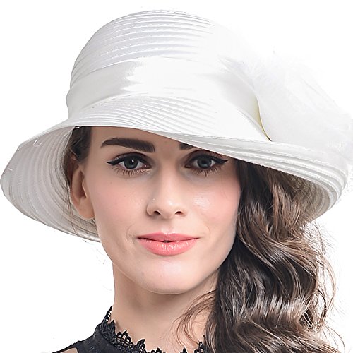 FORBUSITE Church Kentucky Dress Derby Hats for Women White