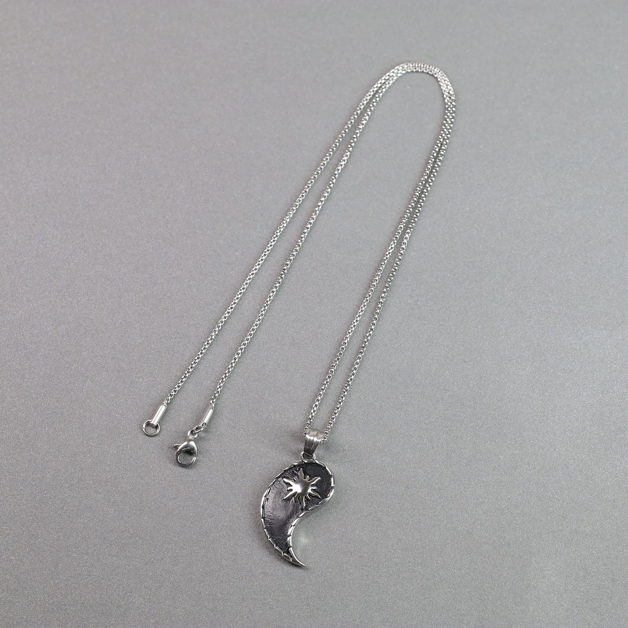 GAVU Stainless Steel His and Hers Moon and Sun Necklaces for Couples
