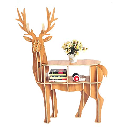 ROLTIN Storage Shelf DVD Bookcase Storage Rack Bookshelf Animal Shelf Male Deer Shape Flower Stand Model Room Coffee Table Clothing Store Landing Decoration (Size : 108 * 52 * 1