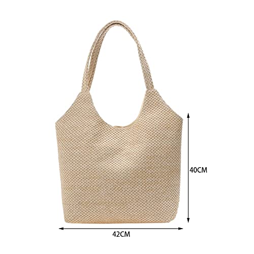 Handbags Summer Beach Bag for Women Straw Weave Shoulder Underarm Bag Large Tote (Color : A, Size : 42cm)