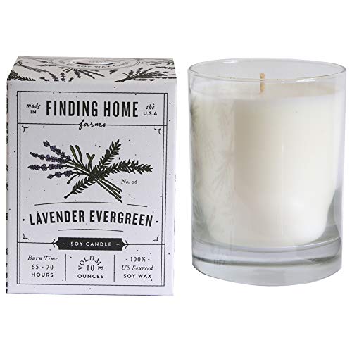 Finding Home Farms Long Lasting 100% Soy 10oz Glass Jar Candles Signature Collection (Lavender Evergreen)