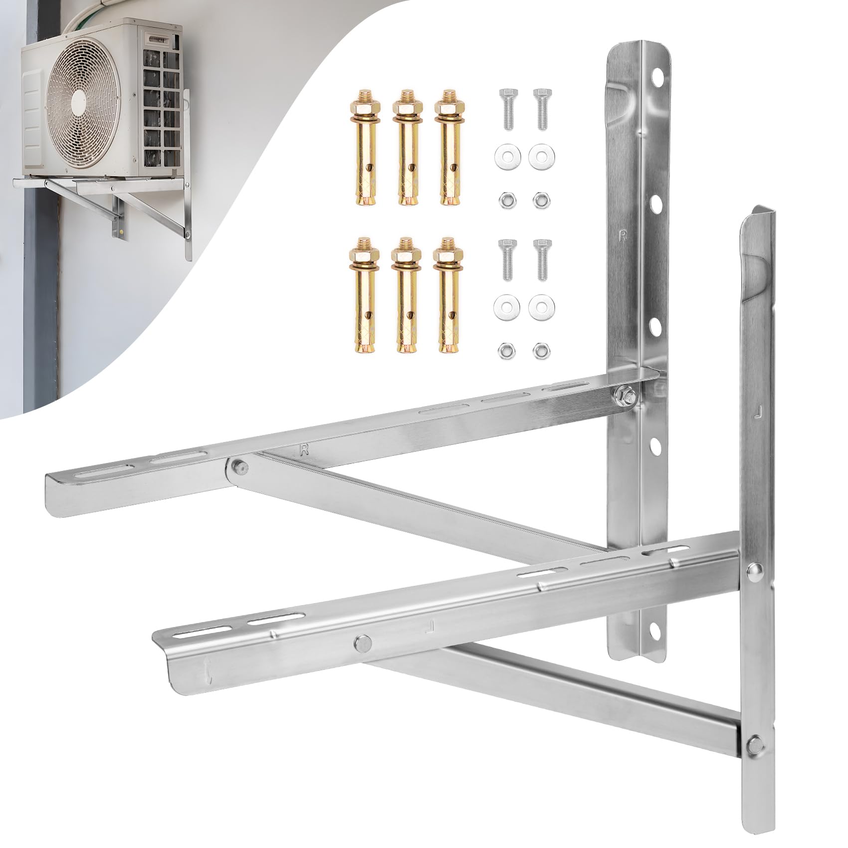 Mounting Bracket for 9000-36000BTU Condenser Ductless Mini Split Air Conditioner Heat Pump Systems, Support Condenser up to 500 lbs, Rust Free Stainless Steel