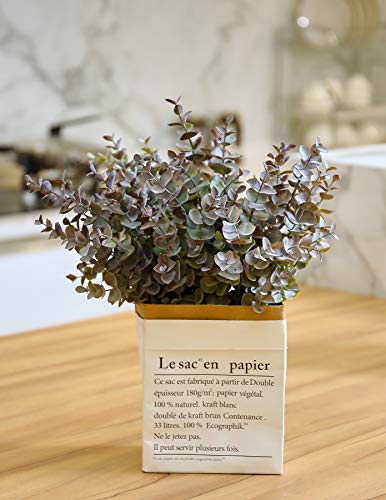 Flojery 4Pcs Artificial Eucalyptus Plant Fake Silver Dollar Eucalyptus Branches Greenery Wedding Jungle Theme Party Home Decor (Winter Green)