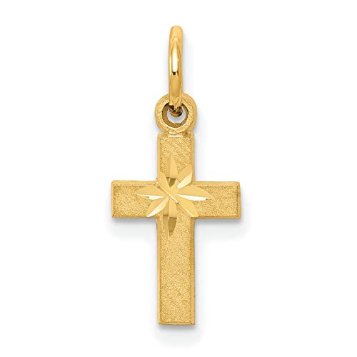 FindingKing 10K Yellow Gold Cross Charm Religious Pendant