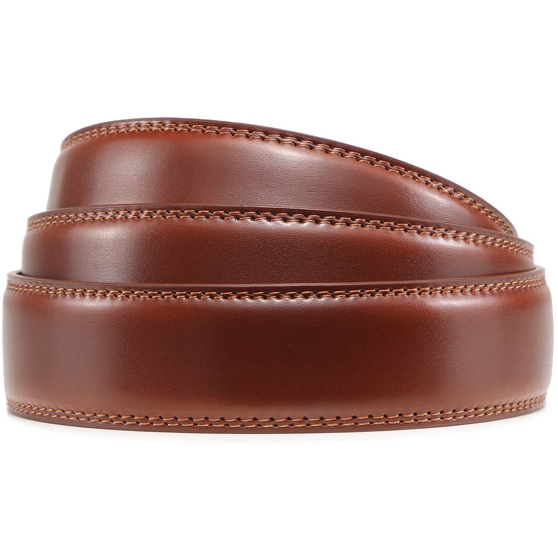 Founders & C Mens Leather Ratchet Belt Strap Only 1 3/8โ without Buckle (28"-42" Waist Adjustable, Black leather -106/burnt Umber Leather)