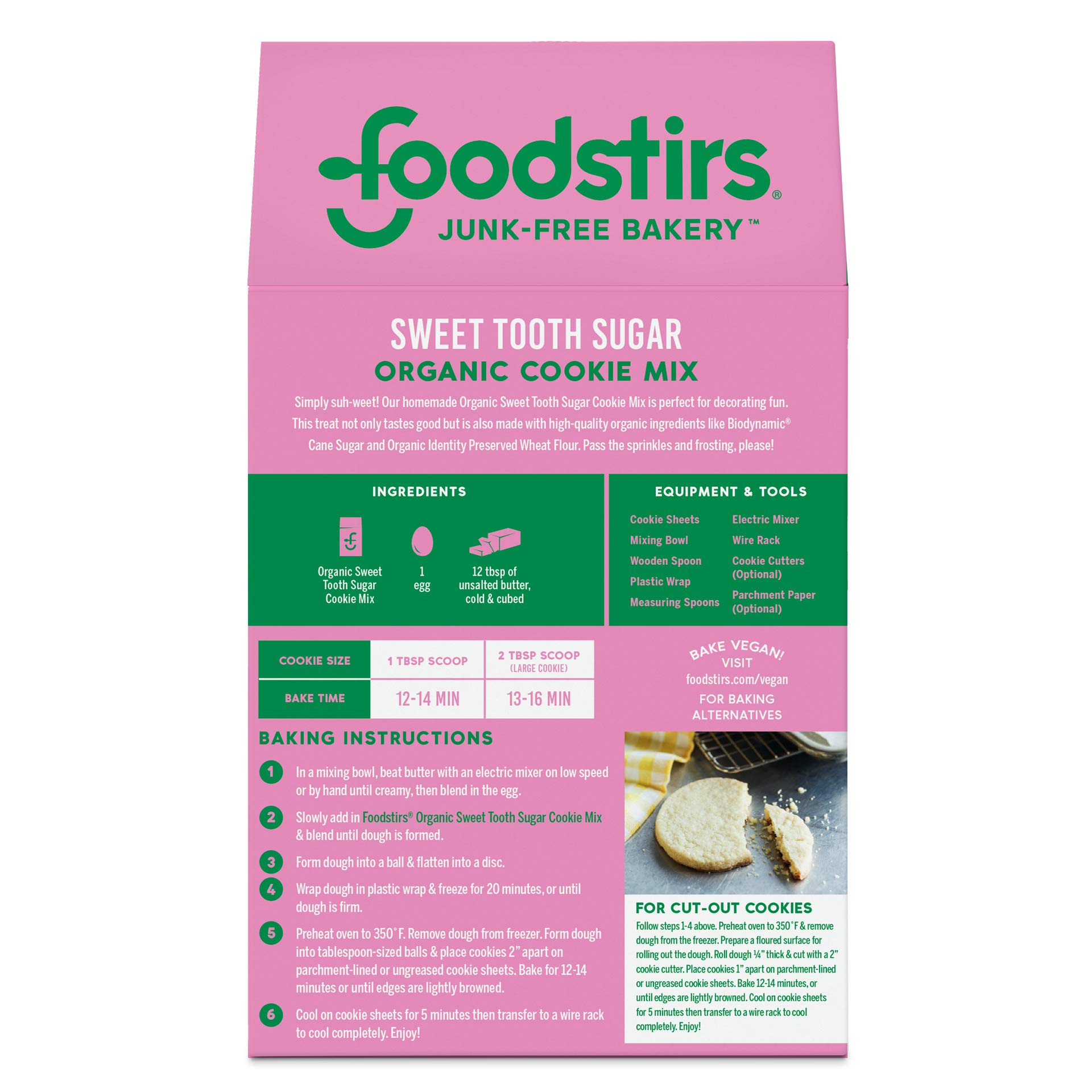 Foodstirs Junk-Free Bakery Organic Sweet Tooth Sugar Cookie Baking Mix, 15.6 Oz | Non-GMO