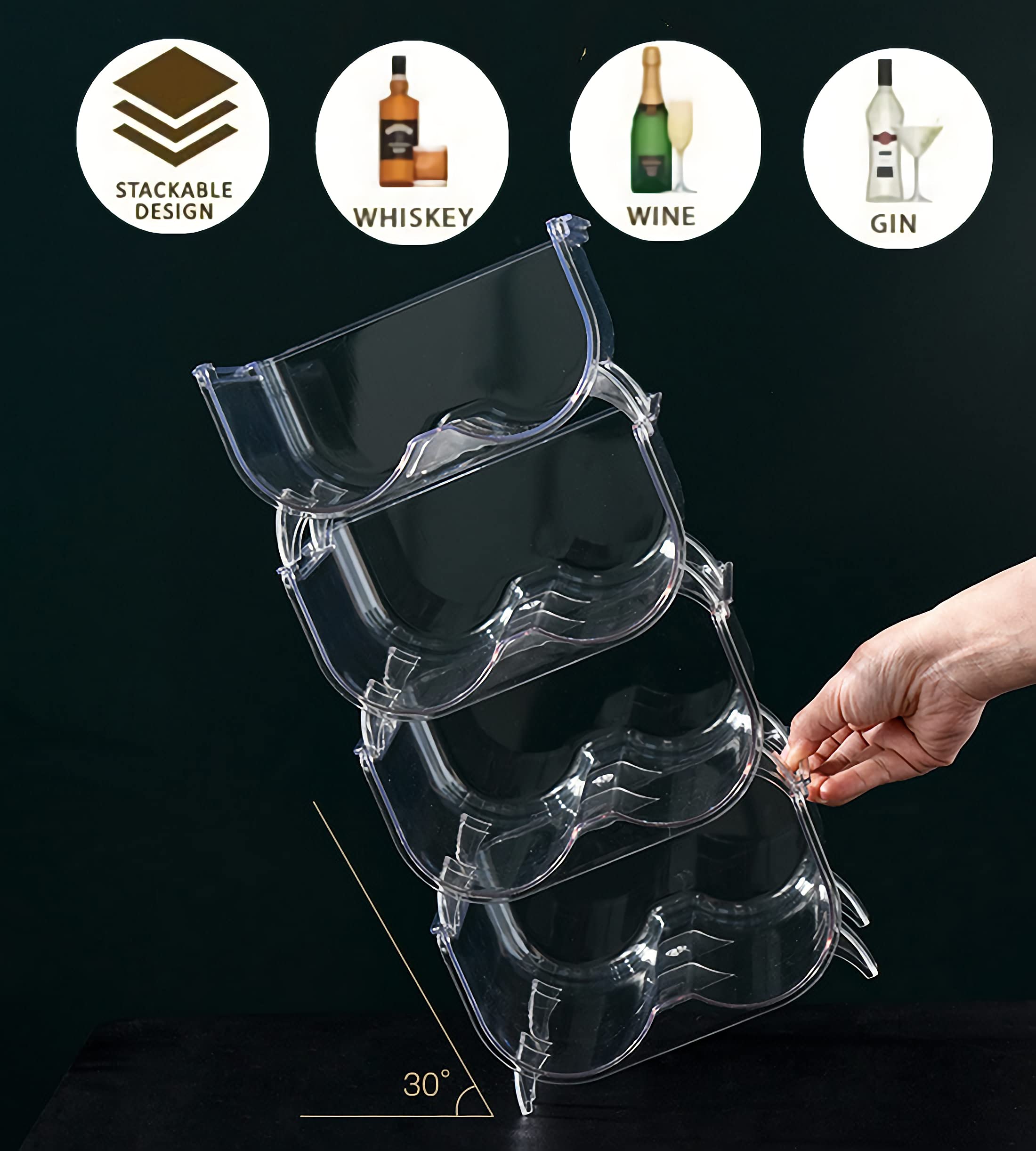 KNC Stackable Vertical Free-Standing Water Bottle Holder - Wine Rack Storage Organizer for Kitchen Countertops, Pantry, Refrigerator,Ideal Storage for Wine, Soda, Pop and Beer - Clear