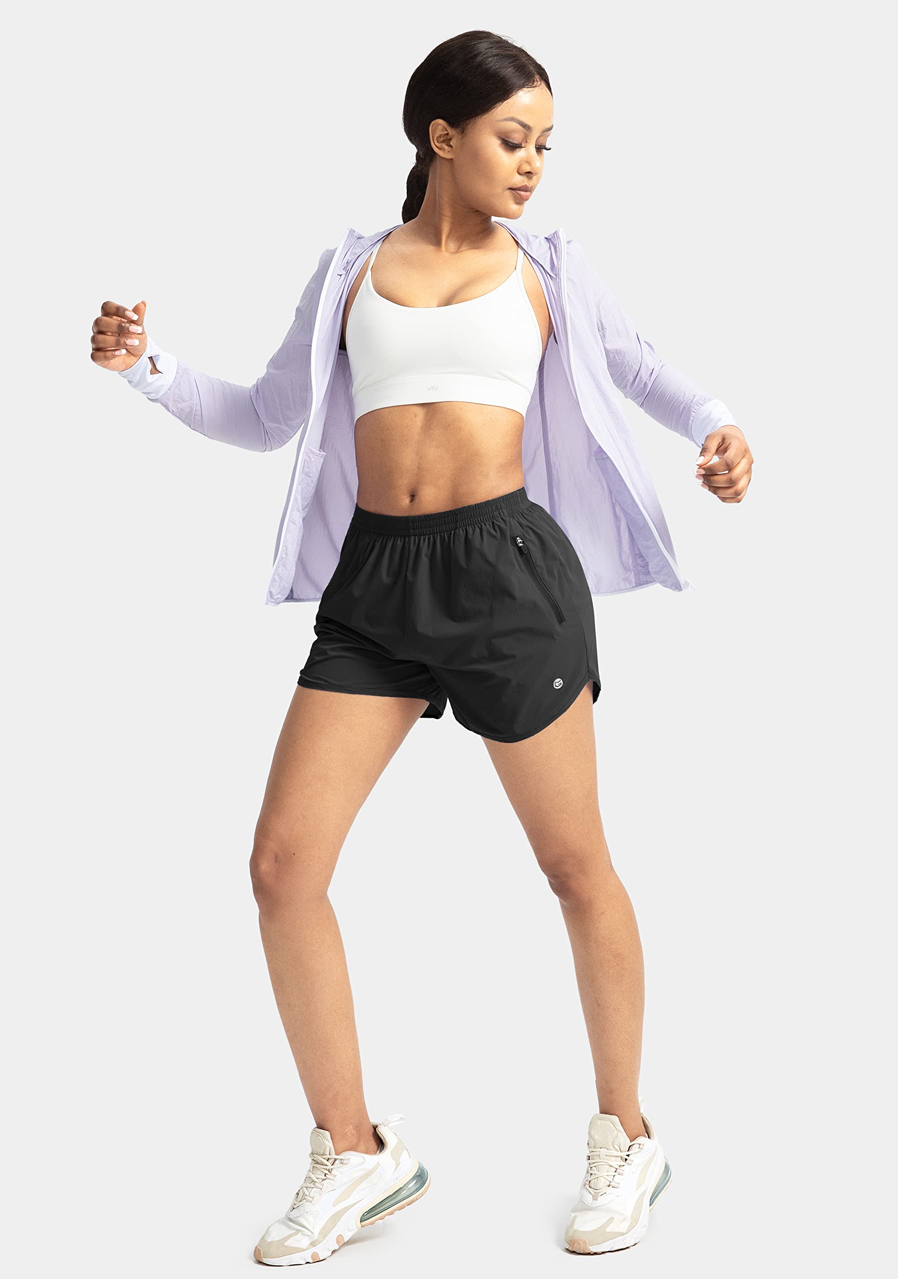 G Gradual Women's Running Shorts with Zipper Pockets Quick Dry Athletic Workout Gym 3" Short Shorts for Women with Comfy Liner (black, Medium)