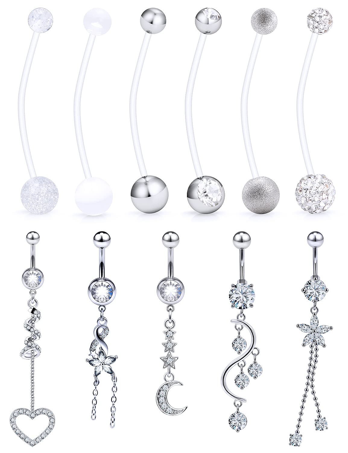 Goerhsjie Belly Button Ring Pregnancy Belly Button Rings Dangle Belly Button Rings Belly Rings Belly Button Rings Belly Ring Belly Button Ring Surgical Steel Belly Piercing Belly Rings for Women