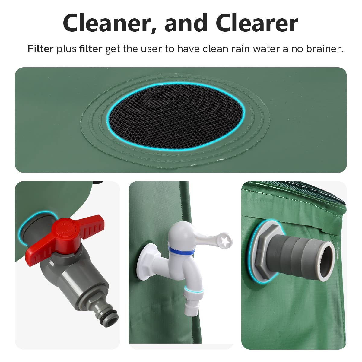 Fulgutonit 100 Gallon Rain Barrel, 100 Gal Gutter Rain Water Collection Barrel w/ 3/4" Shut Off Ball Valve, Faucet & Overflow, Collapsable Anti-Corruption PVC