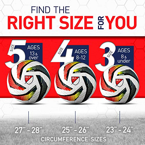Franklin Sports MLS Tornado - Official Size 5 - Soft Cover - Weight Soccer Ball - Air Pump Included