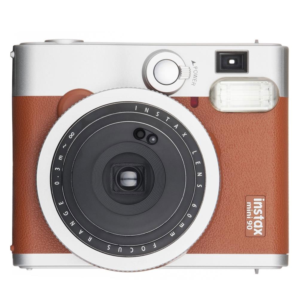 Fujifilm INSTAX Mini 90 Neo Classic Instant Camera (Brown) + Fujifilm Instax Mini Instant Film (20 Exposures) + Compact Camera Case + Sticker Frames Sports Package + Photo4Less Cleaning Cloth