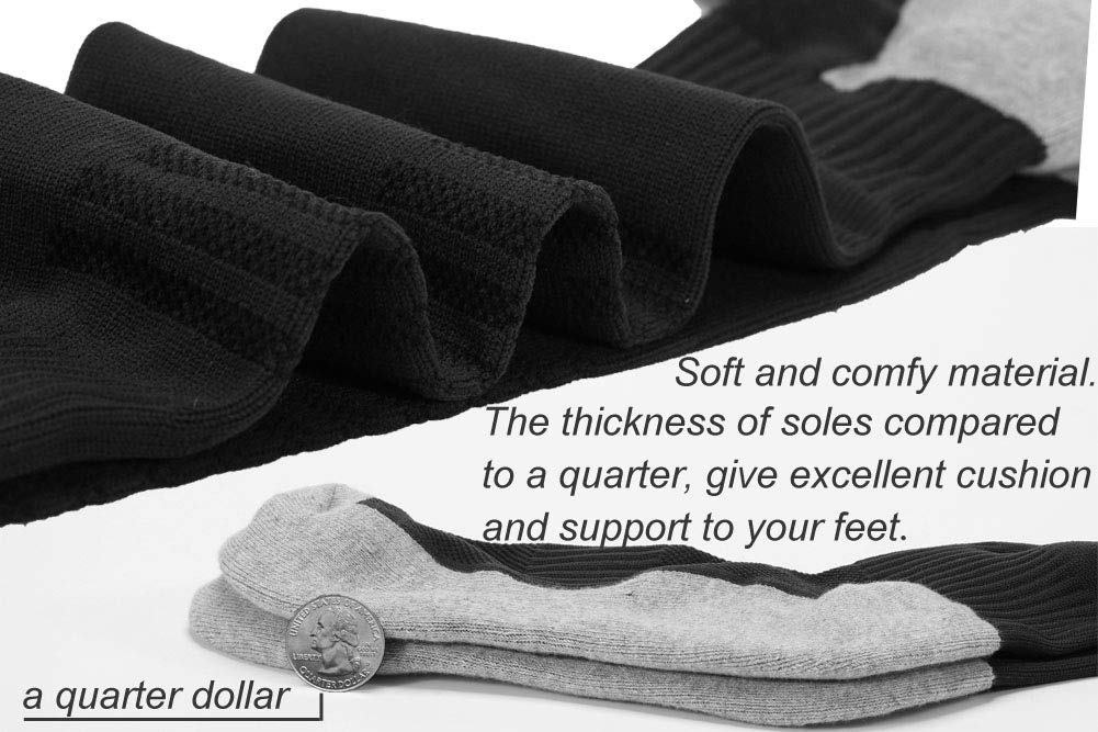 Fitliva Knee High Socks for Men Women Thick Cotton Nylon Sport and Work Boot Socks (3 Pair Black Size L)