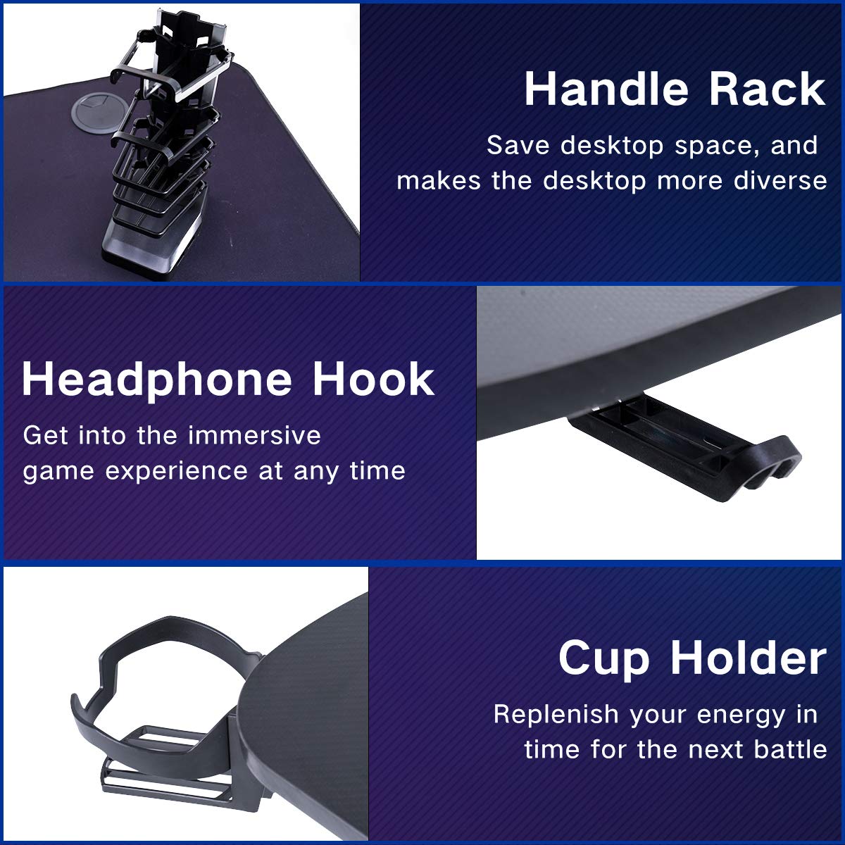 Hbada Gaming Desk 43.7 in Computer Desk Ergonomic Home Office Desk T-Shaped Racing Pro PC Gamer Desk with Full Cover Mousepad, Cup Holder and Headphone Hook, Black