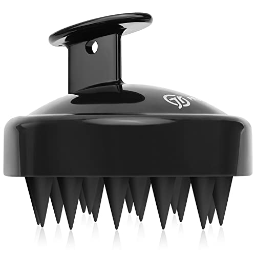 FREATECH Scalp Massager Hair Growth, Scalp Scrubber with Soft Silicone Bristles for Dandruff and Hair Care, Shampoo Brush Hair Massager Scalp Exfoliator for Wet & Dry, Long Curly Thick Hair, Black