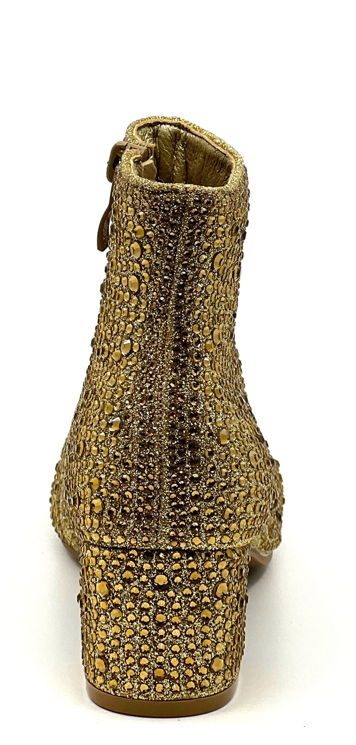 Forever Girls Rhinestone Boots Kids Low Heel Dress Booties Iceberg-12K Shoes Gold Rhinestone 2