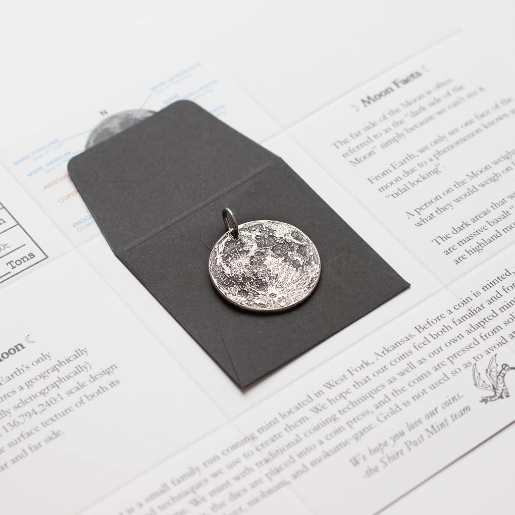 Full Moon Silver Necklace - Small | Celestial Lunar Reminder Token Pendant | Handmade by Shire Post Mint