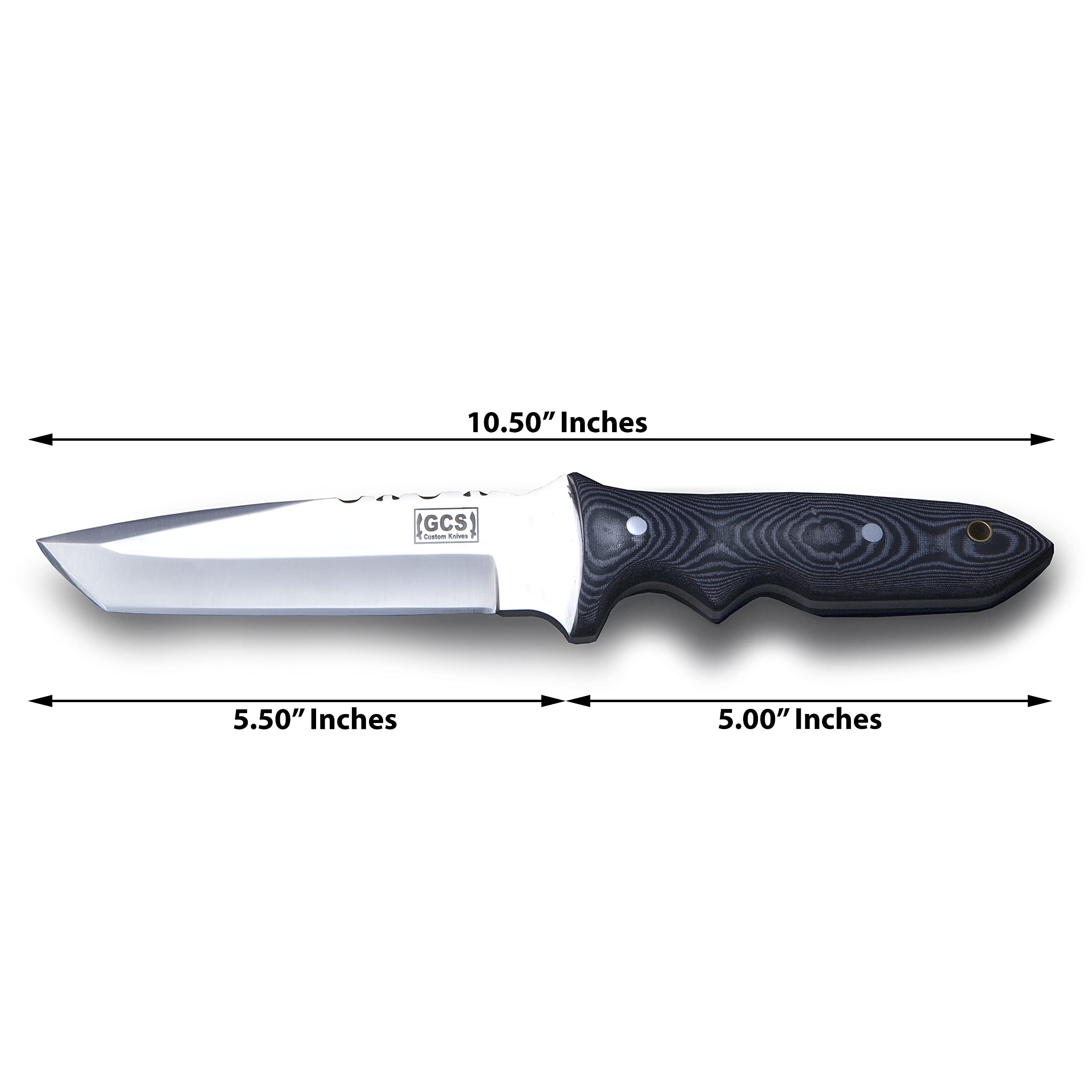 GCS Handmade G10 Handle D2 Tool Steel Tactical knife Hunting Knife Camp Knife with leather sheath Full tang blade designed for Hunting & EDC GCS 210