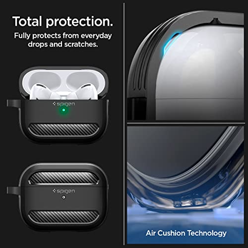 Spigen Rugged Armor Case and Lanyard with Carabiner Designed for AirPods Pro 2nd Generation Case (2022) - Black
