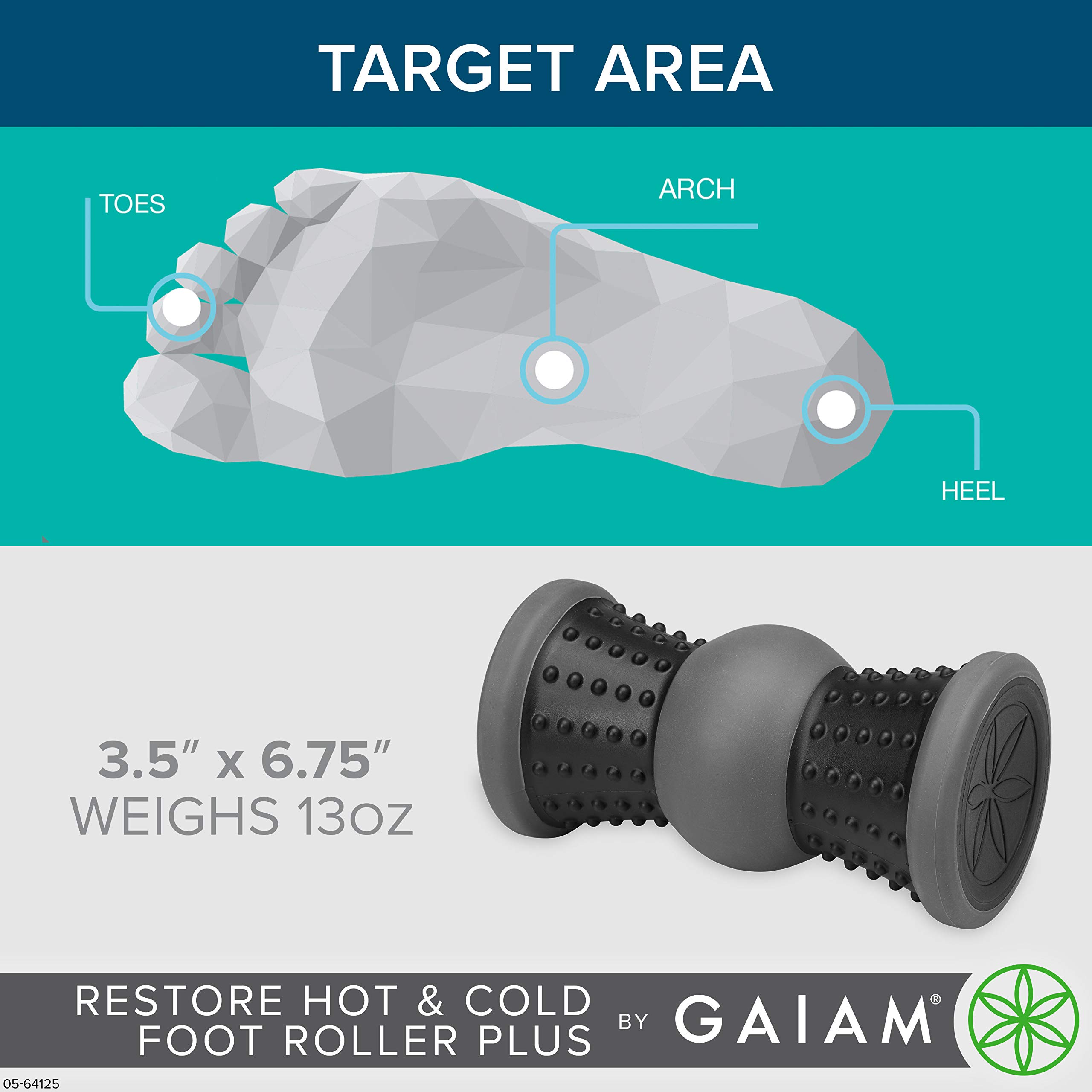Gaiam Heated Foot Massager for Plantar Fasciitis and Neuropathy - Hot and Cold Feet Massage Roller Pain Relief Therapy Support for Runners Myofascial Tool on Trigger Points